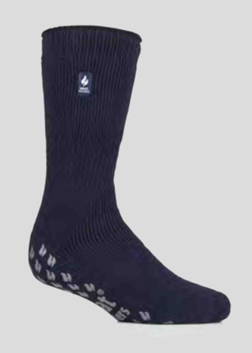 Adam Non-Slip Slipper Socks | Navy | Grip Sole | Mens Socks | The Able ...