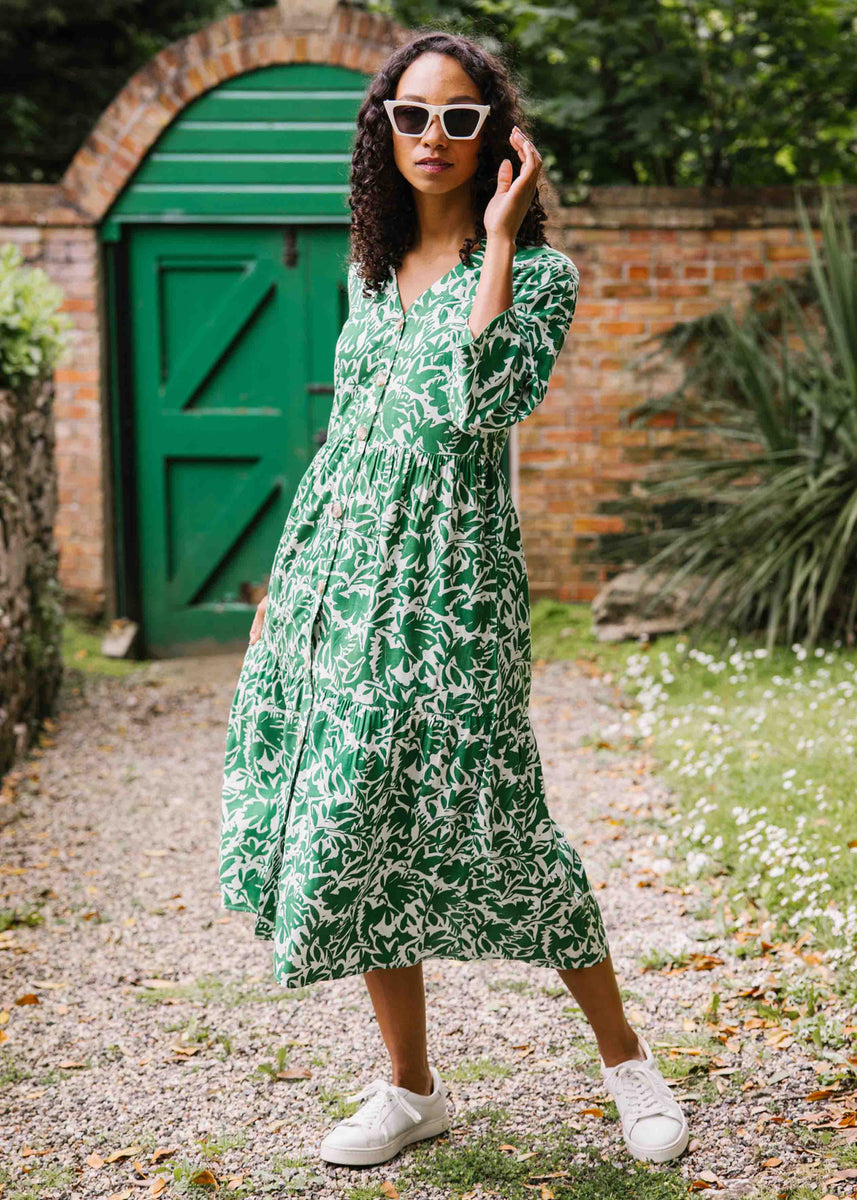 Amy Bold Leaf Print Dress | VELCRO® Brand Fastening | Womens Shirt ...