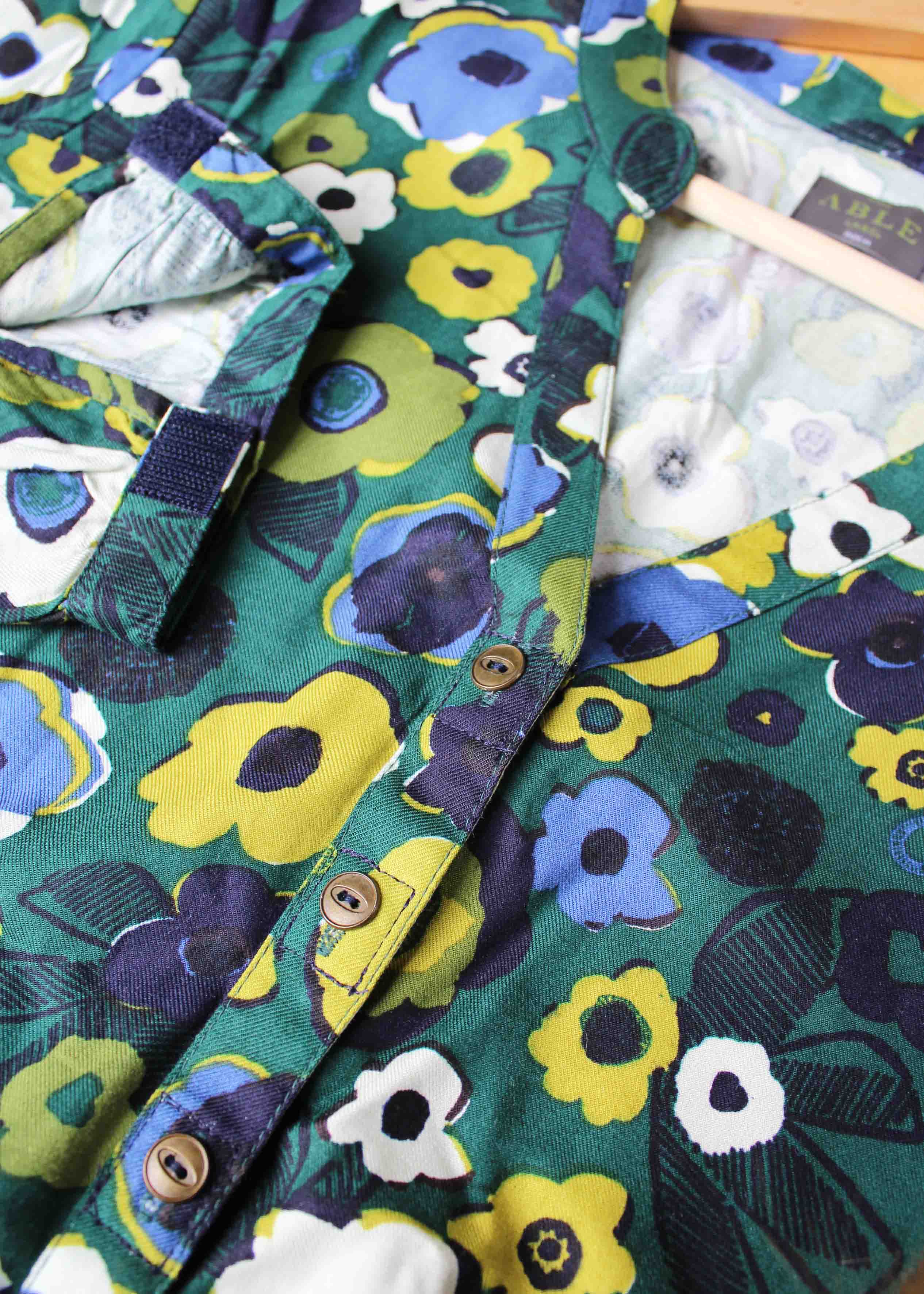 Aoife Notch Neck Long Sleeve VELCRO® Shirt | Lime | Front Opening | The ...