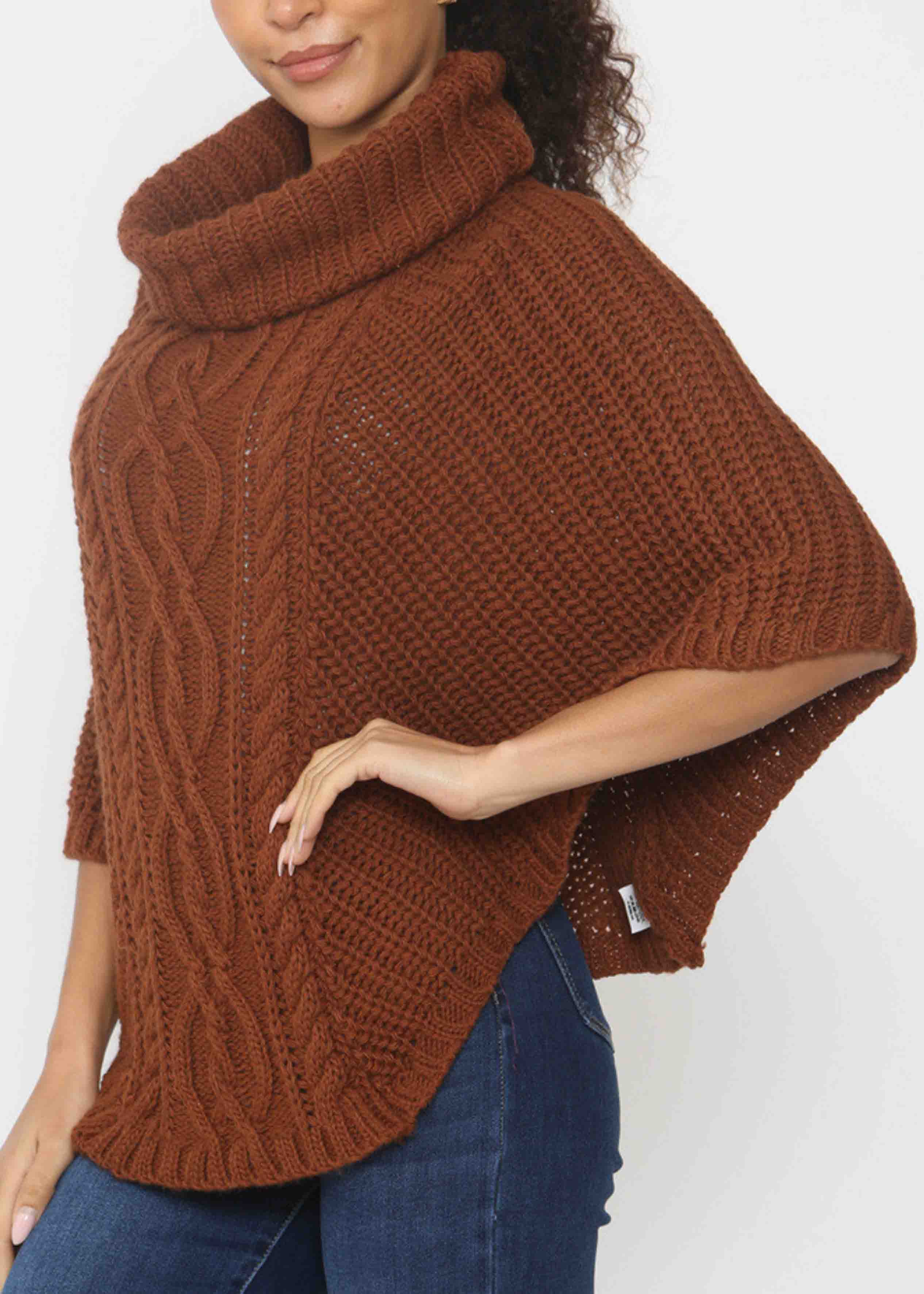 Blanche Cable Knit Poncho | Roll Neck | The Able Label
