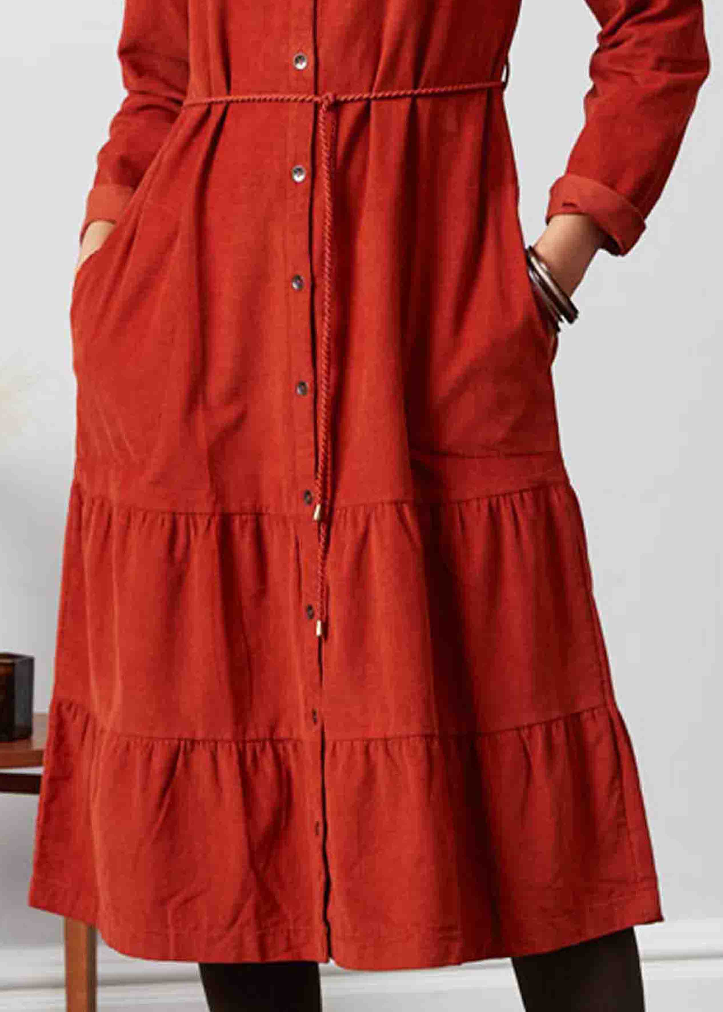 Carrie Cord Dress | VELCRO® Brand Fastening, Womens Shirt Dress, Orange ...