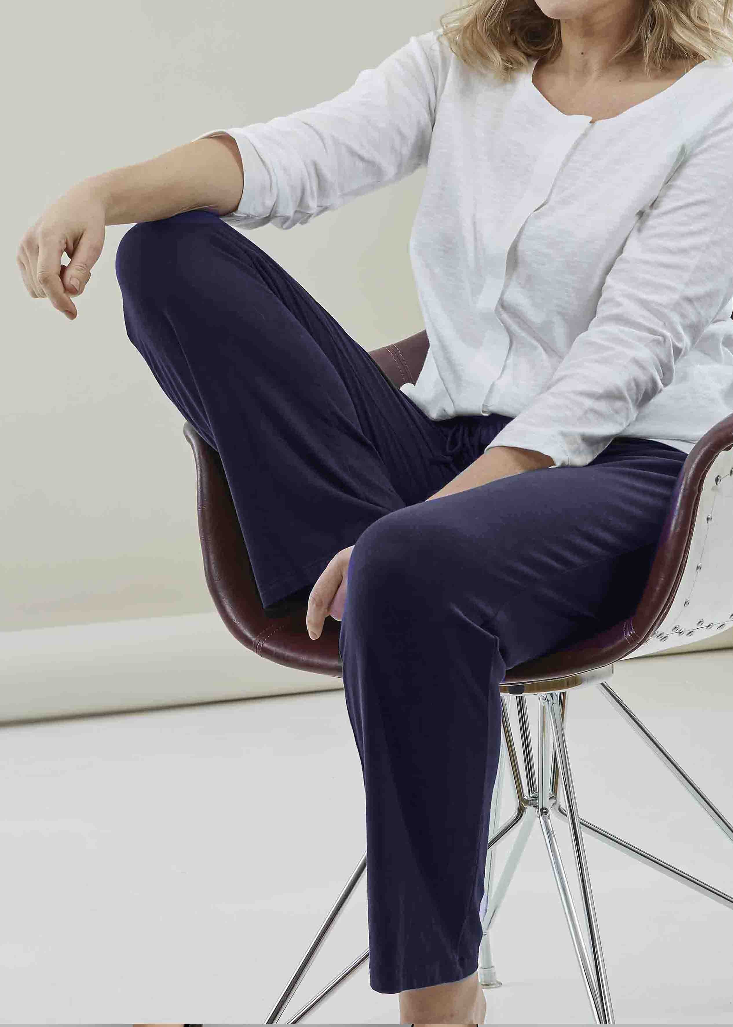 Catherine Straight Leg Jersey Trousers | Pull On | Black | The Able Label