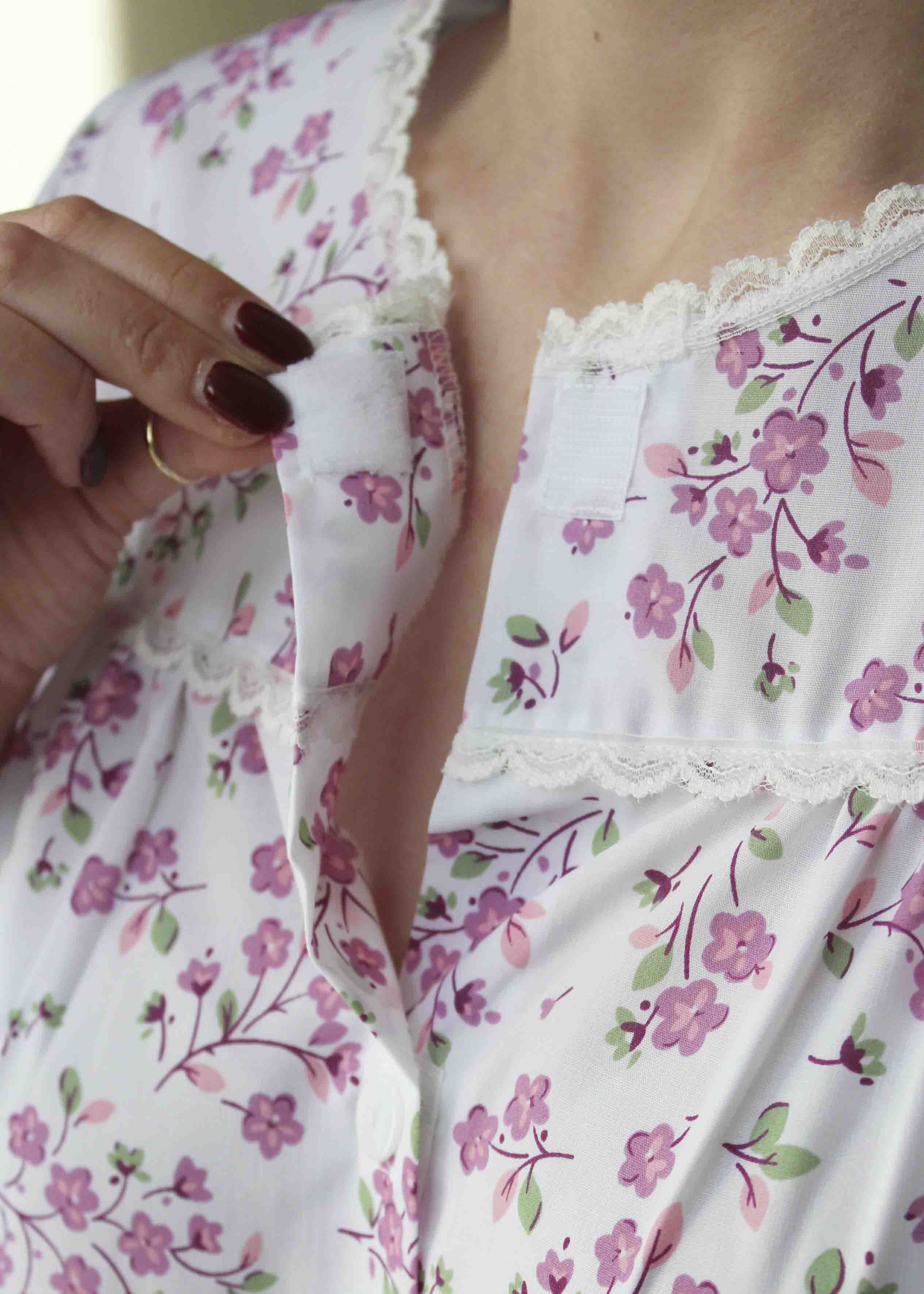 Jenny Blue Floral Front Opening Nightdress - VELCRO® Brand Fastening ...