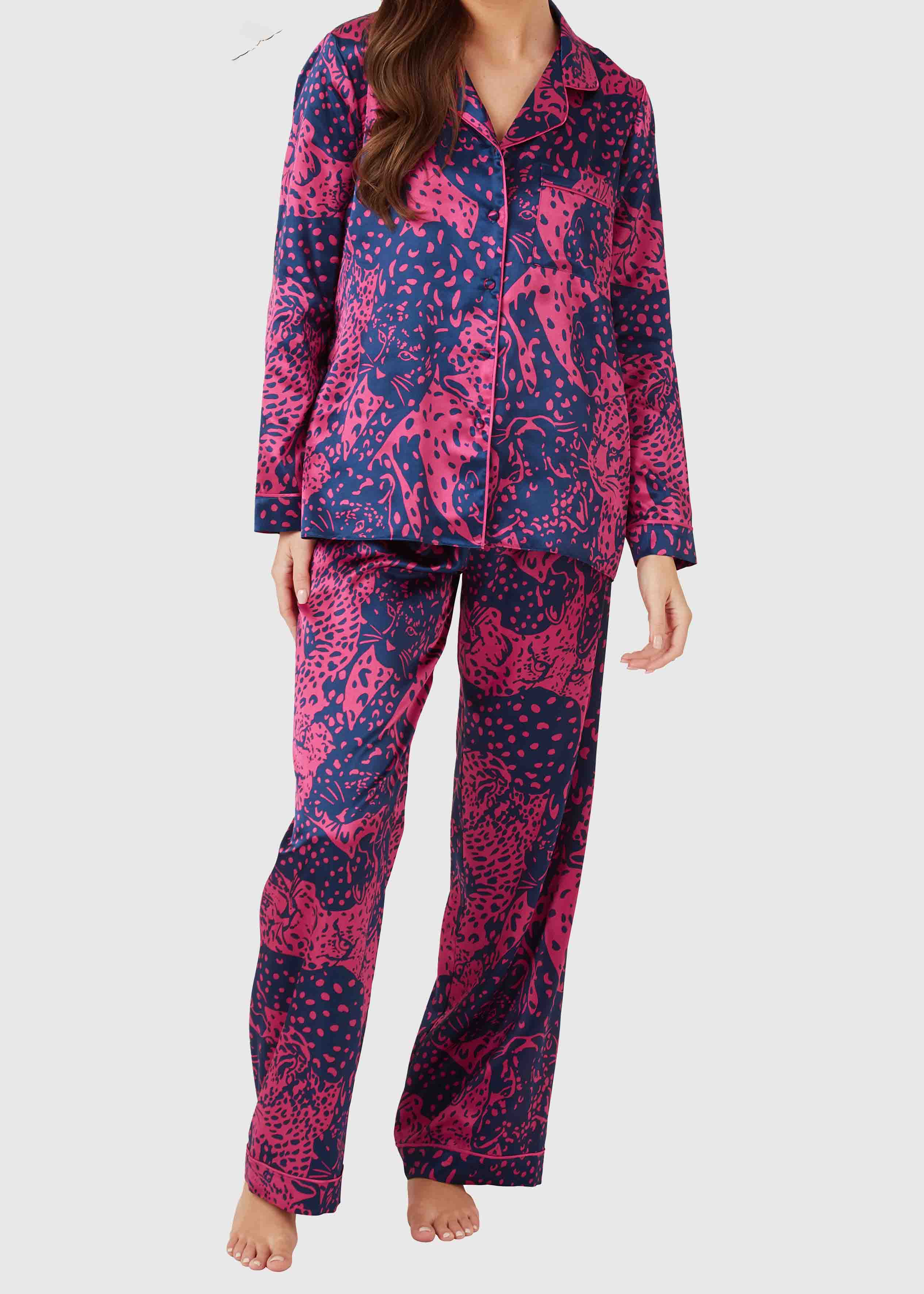 Jungle Satin Long Sleeve PJ Set | Animal | Front Opening | VELCRO ...