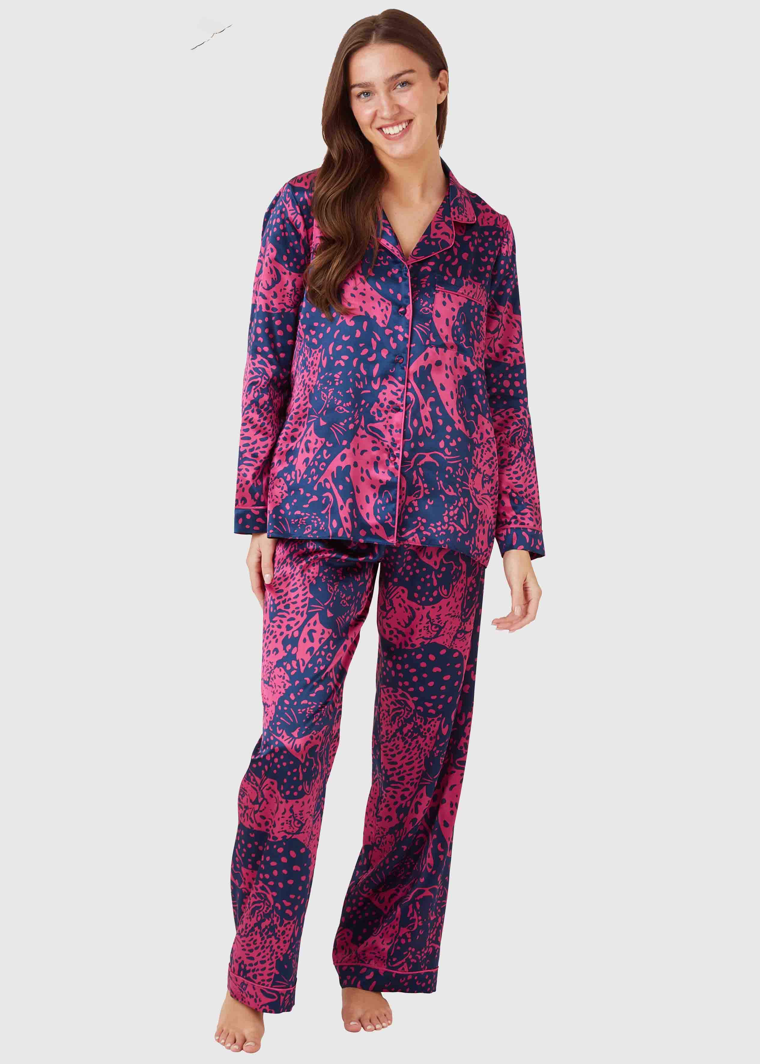 Jungle Satin Long Sleeve PJ Set | Animal | Front Opening | VELCRO ...
