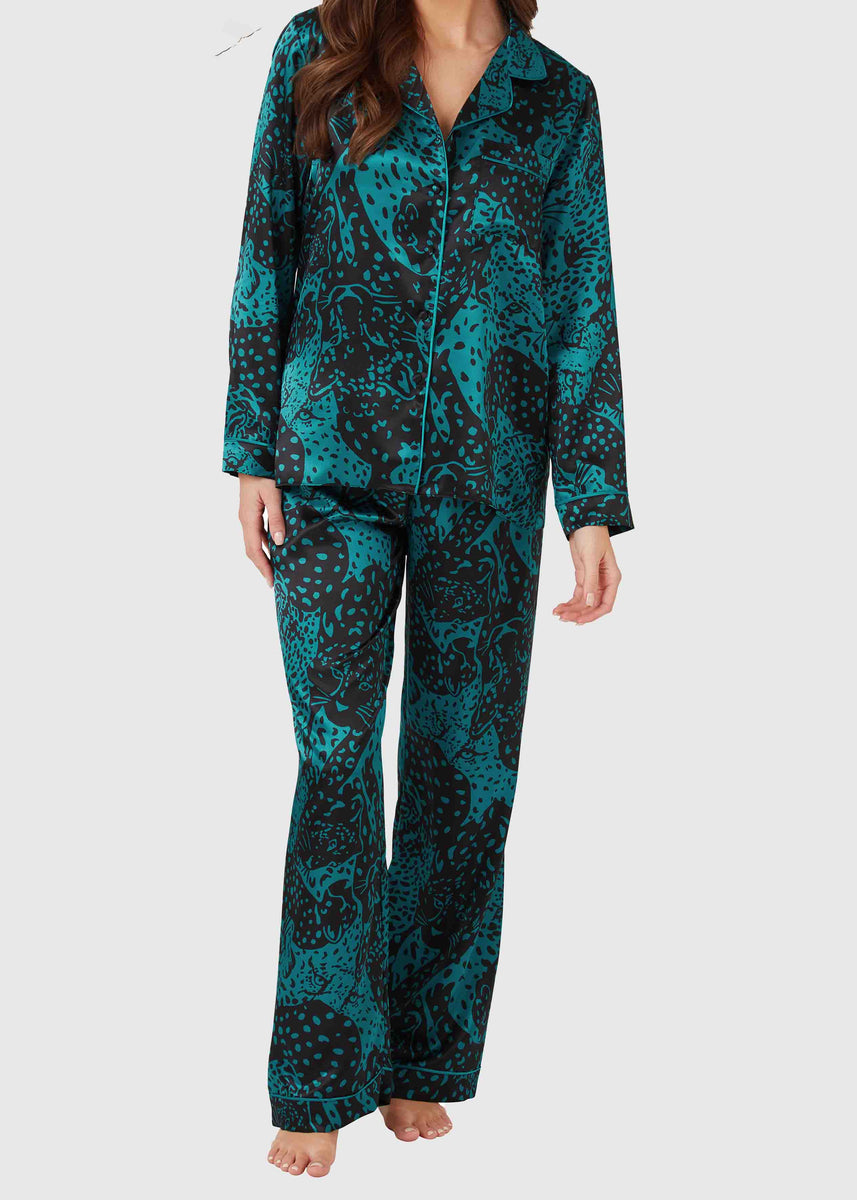Jungle Satin Long Sleeve PJ Set | Cheetah | Front Opening | VELCRO ...