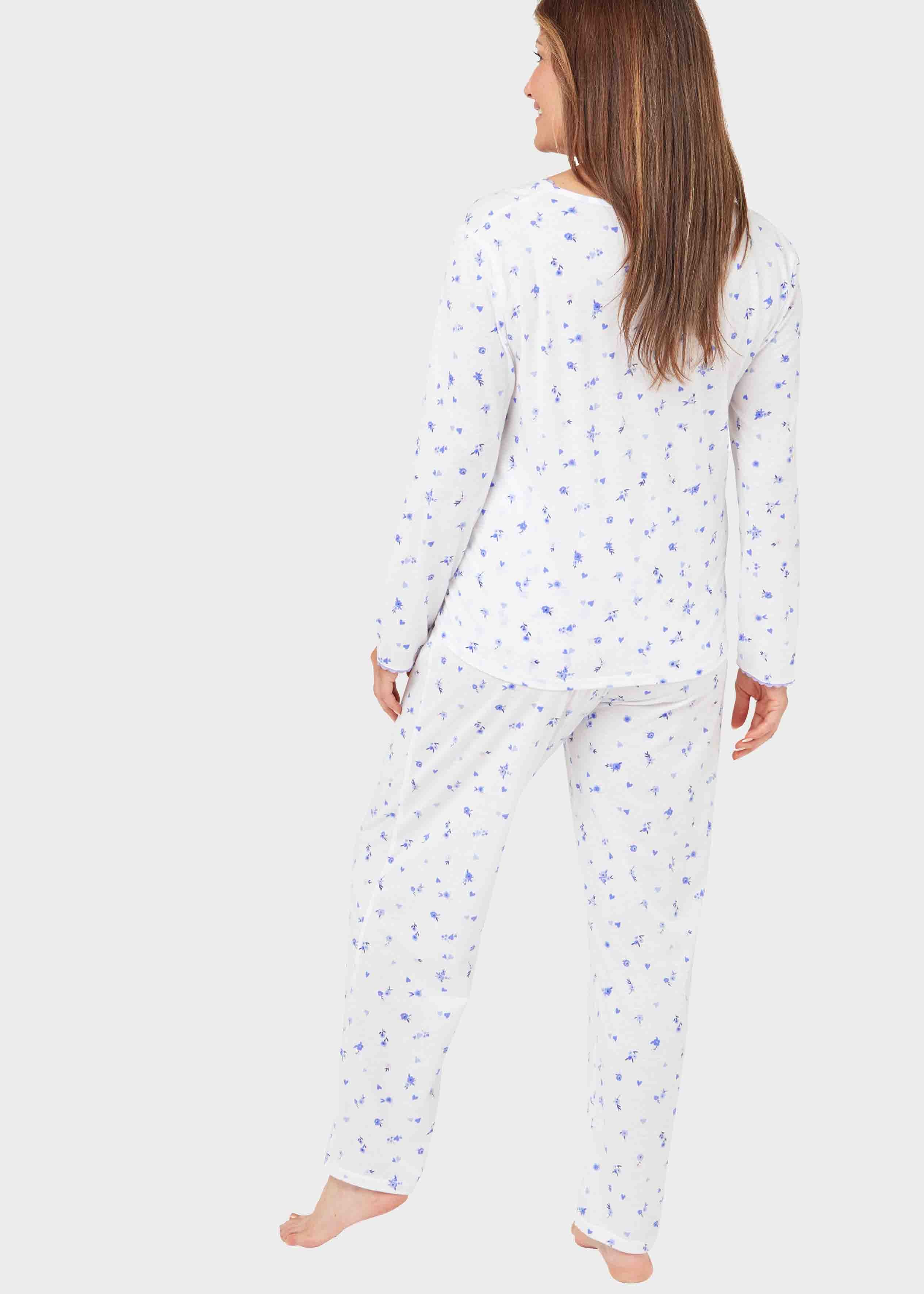 Piper Pure Cotton Long Sleeve PJ Set | Blue | Front Opening | The Able ...