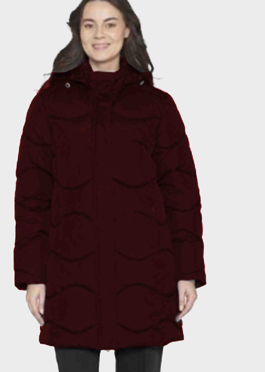 Primrose Puffa Coat | VELCRO® Brand Fastening Fastening | Wine | The ...