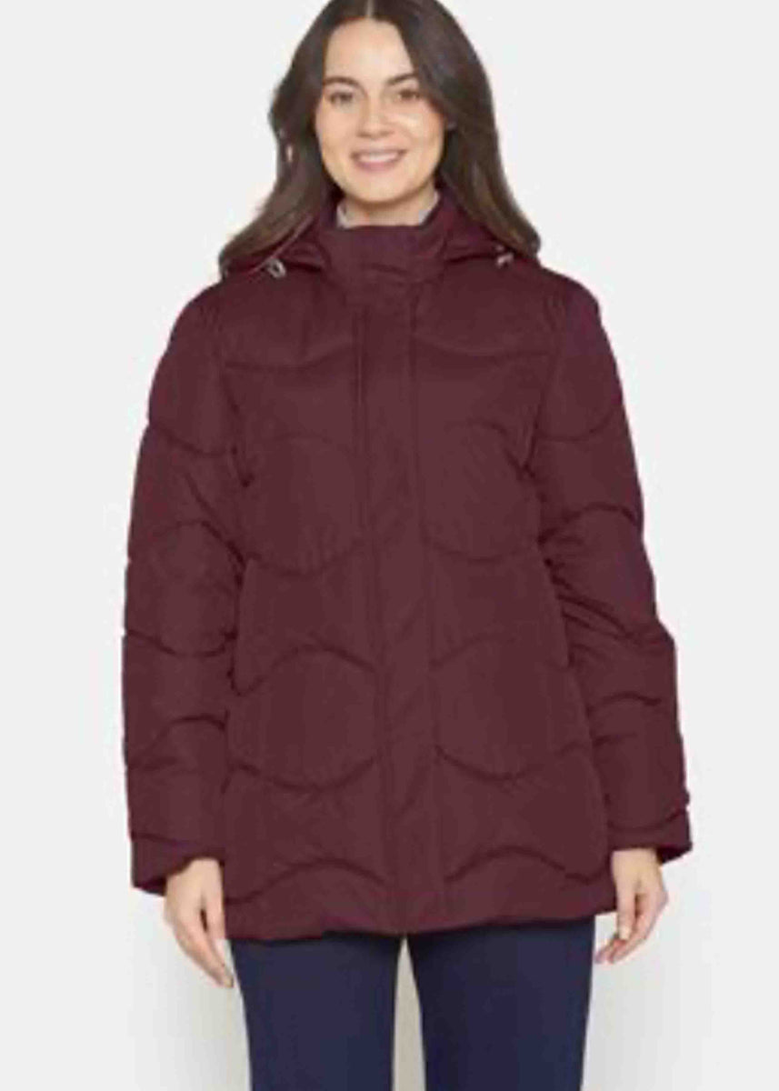 Primrose Puffa Coat | VELCRO® Brand Fastening Fastening | Wine | The ...