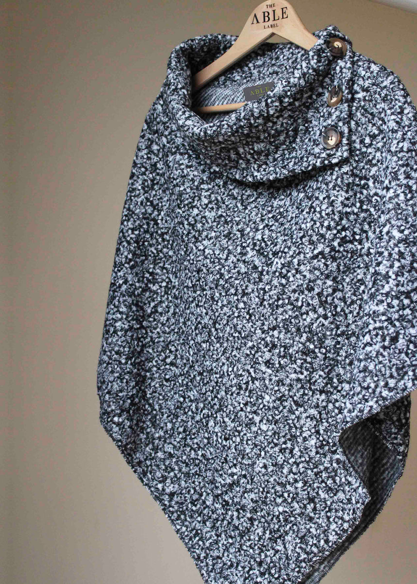 Suki Wool Pull On Poncho | Knitwear | Wheelchair | Grey | The Able Label