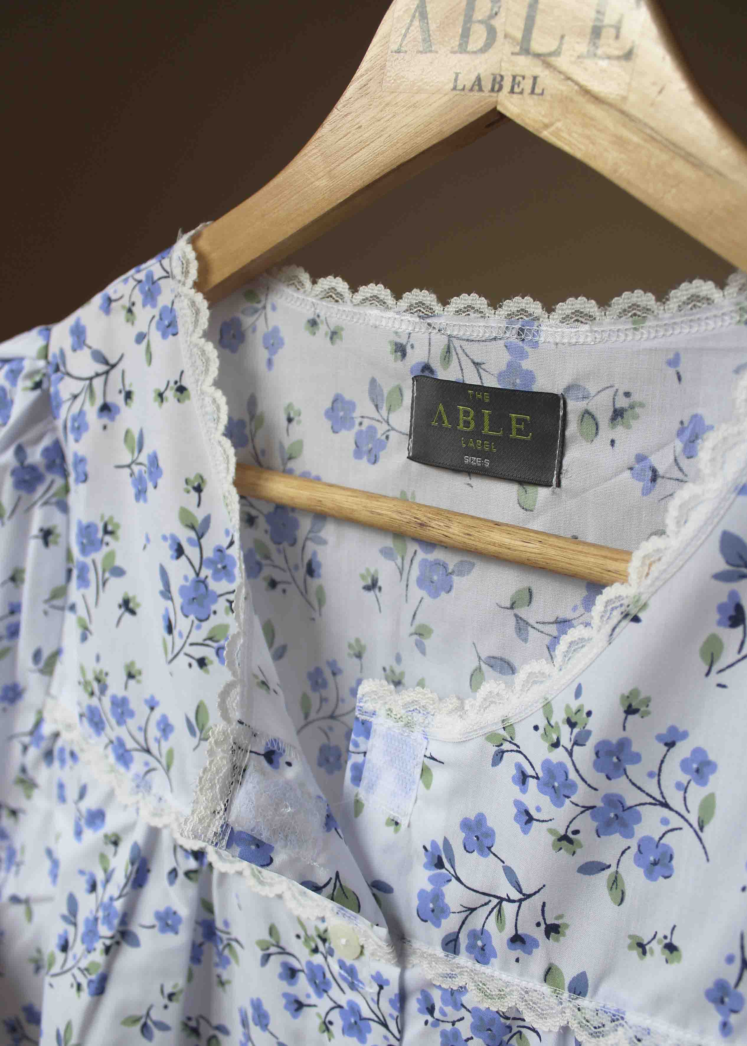 Jenny Blue Floral Front Opening Nightdress - VELCRO® Brand Fastening ...
