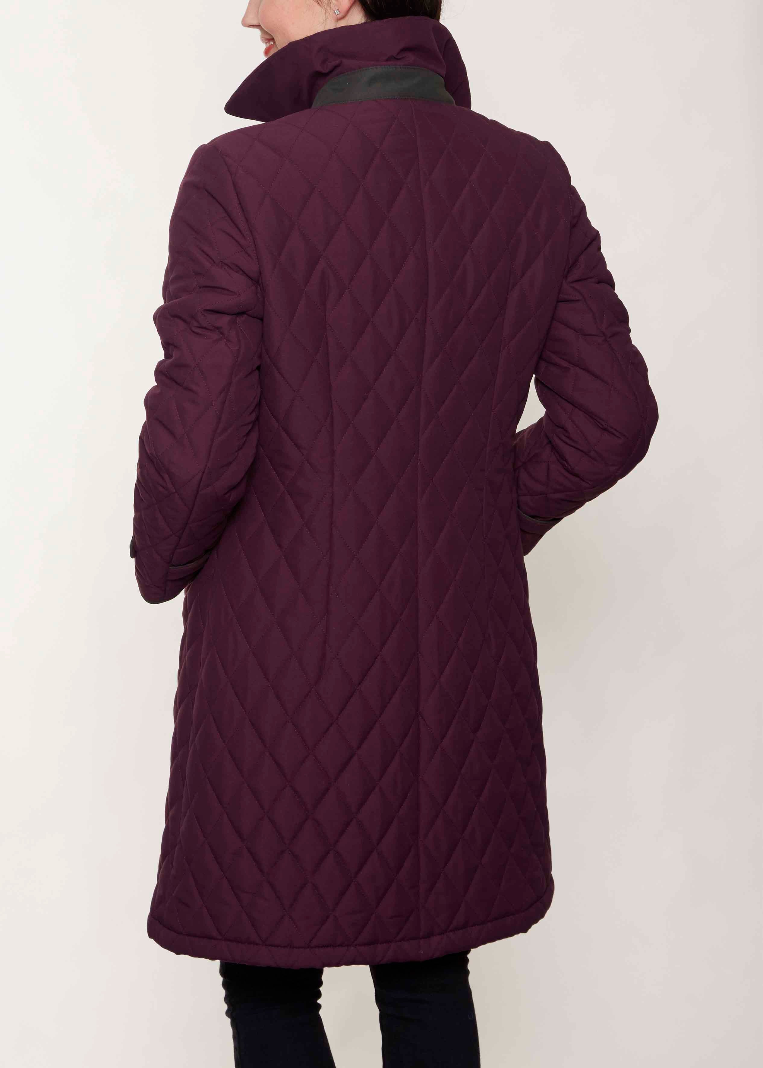 Penelope Diamond Quilted VELCRO® Brand Fastening Coat | Plum | The Able ...