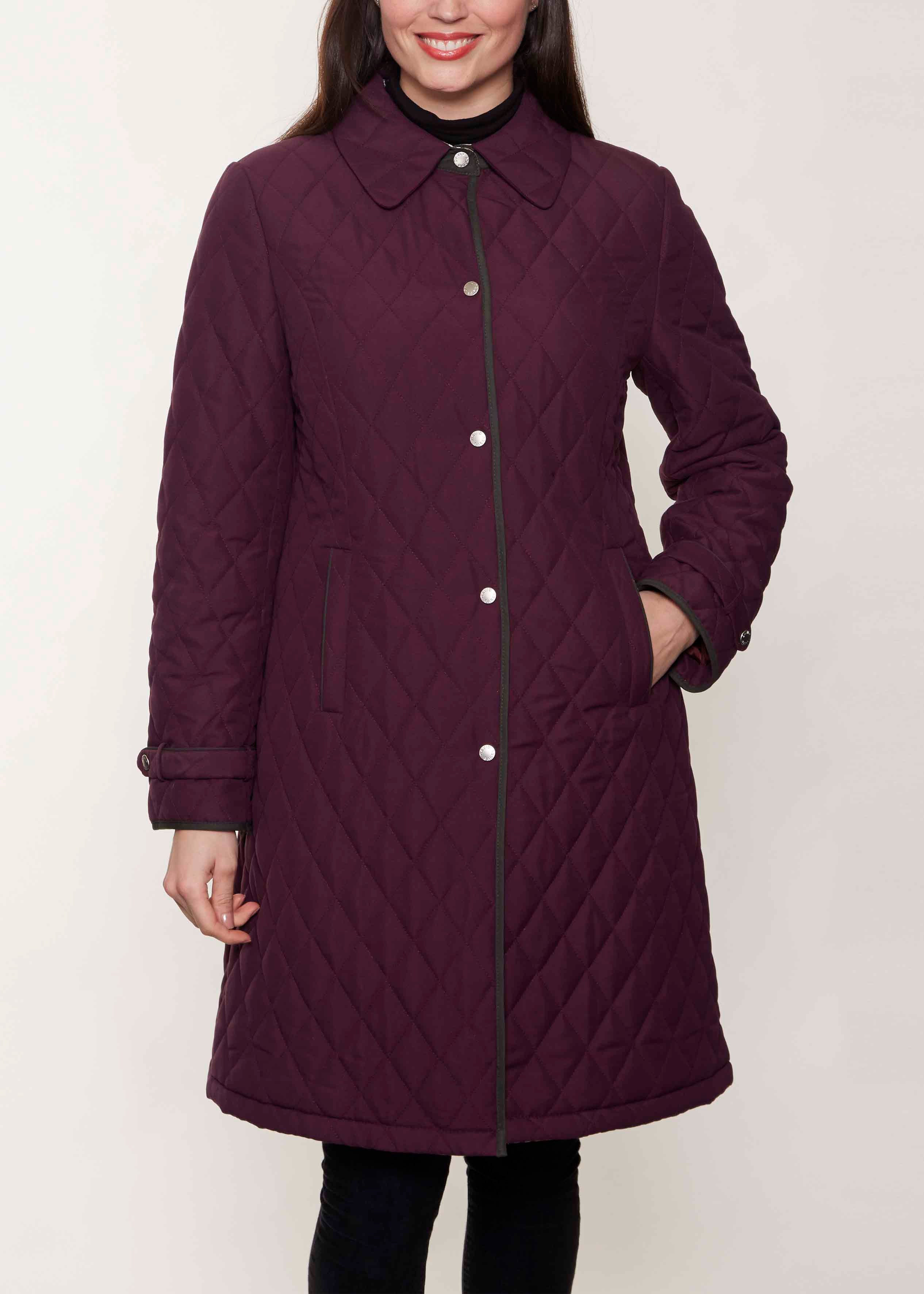 Penelope Diamond Quilted VELCRO® Brand Fastening Coat | Plum | The Able ...