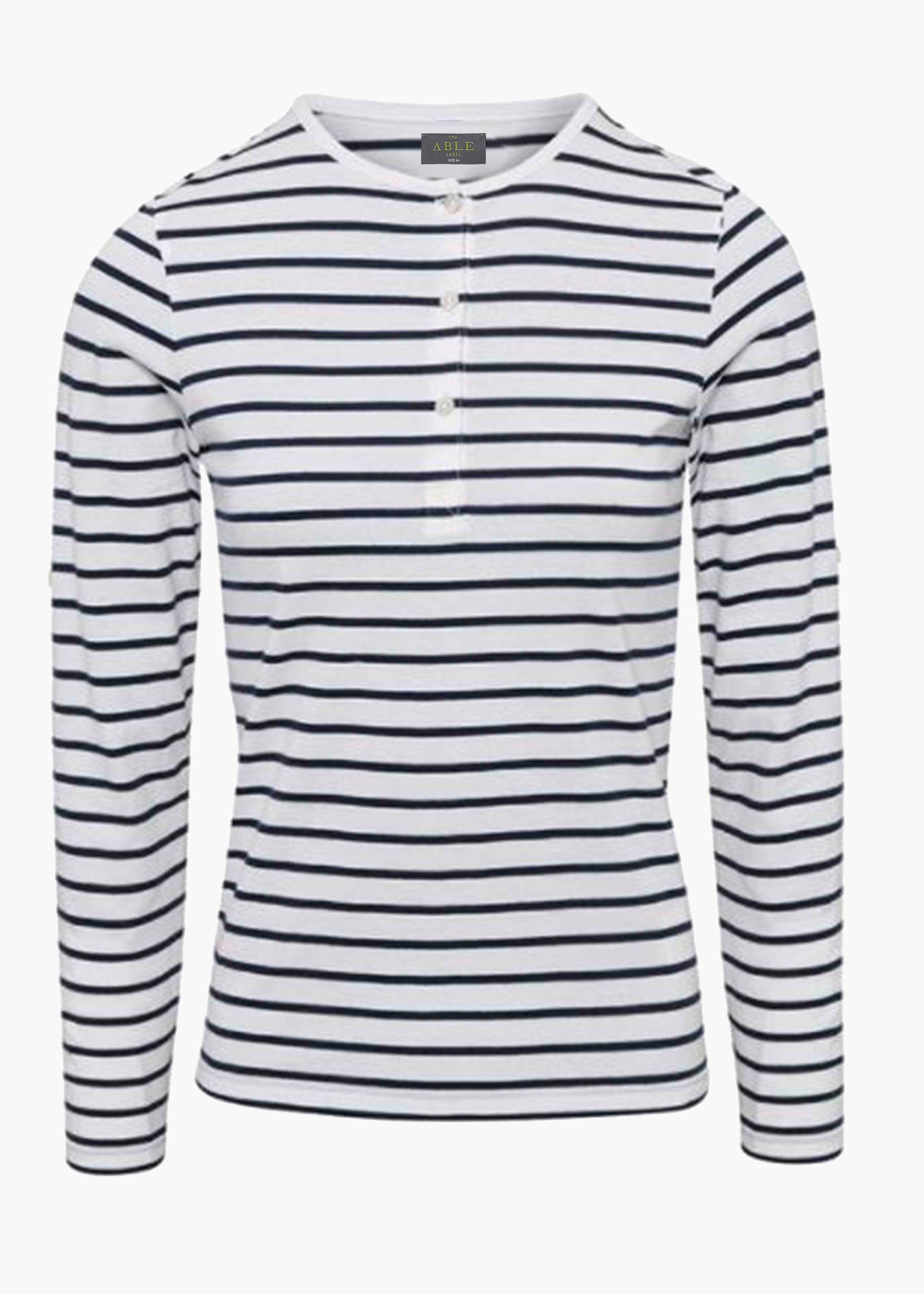 Tara Half Placket Stripe Long Sleeve VELCRO® Brand Fastening Tee ...